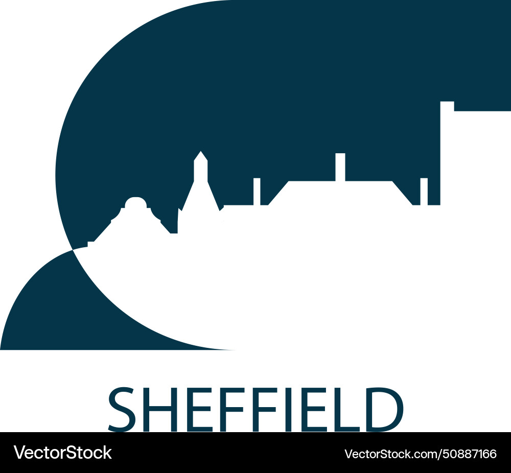 Sheffield city skyline silhouette logo Royalty Free Vector