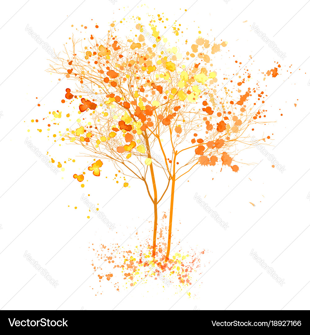 Watercolor Autumn Tree Royalty Free Vector Image