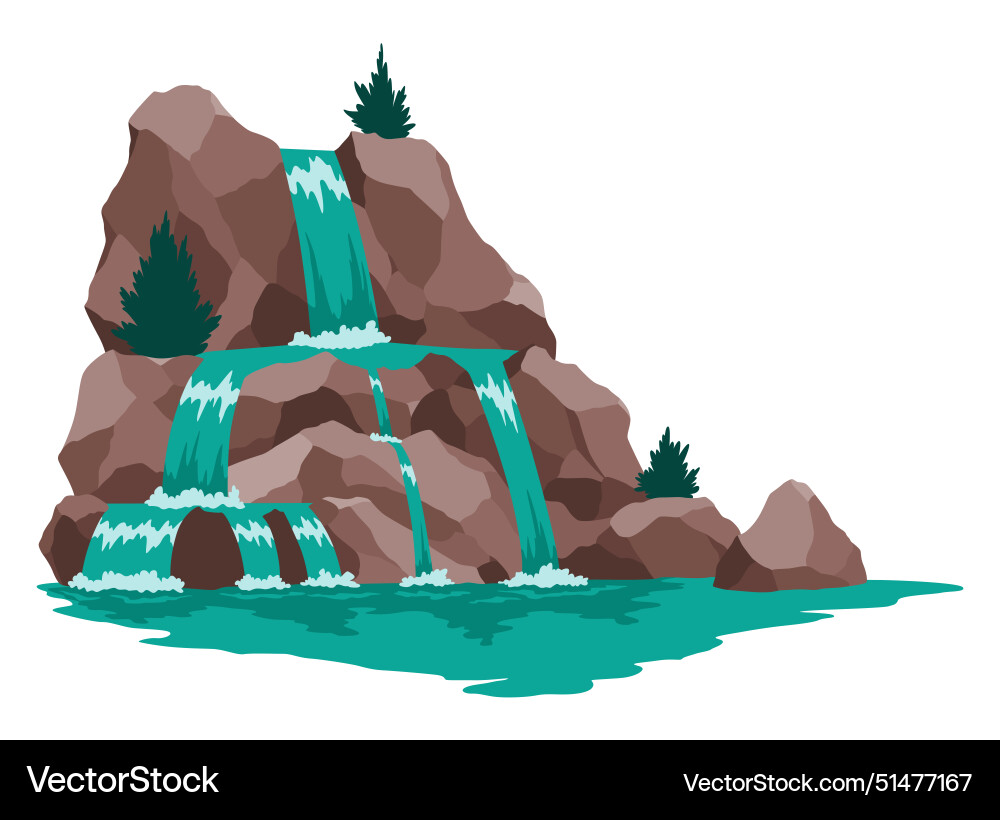 Cartoon river cascade waterfall landscape Vector Image