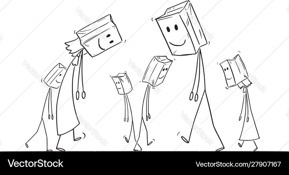 Cartoon sad and depressed people walking Vector Image