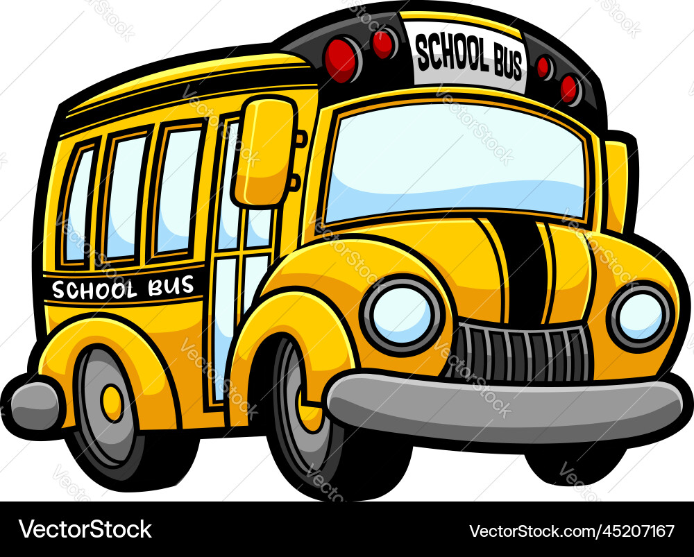 Cartoon yellow school bus Royalty Free Vector Image