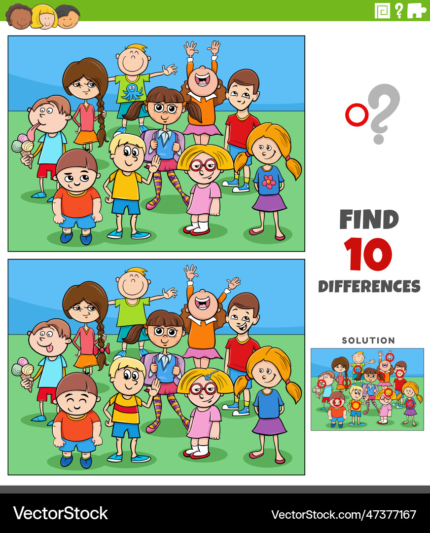 Differences activity with cartoon children Vector Image