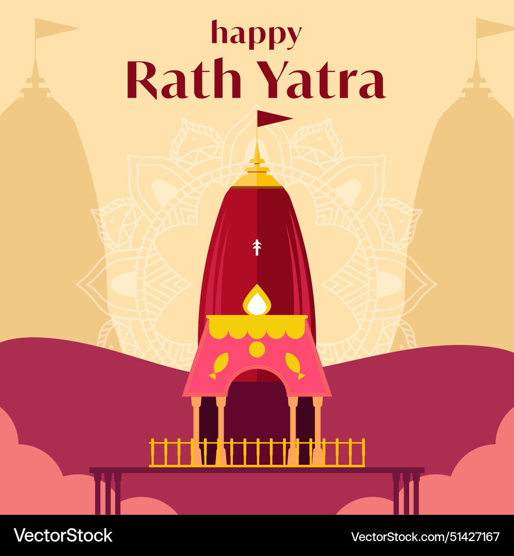 Happy rath yatra in flat design style Royalty Free Vector