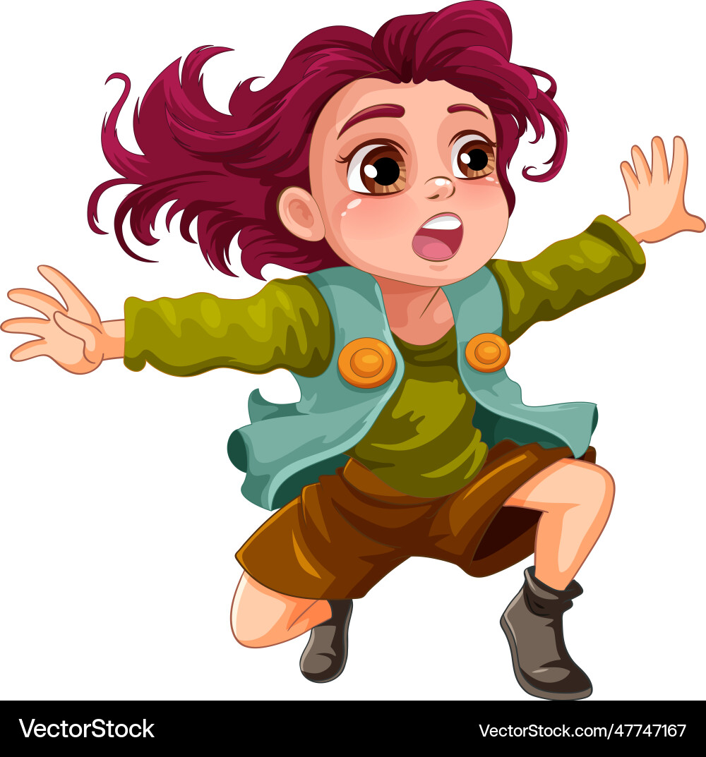 Jumping girl cartoon character Royalty Free Vector Image