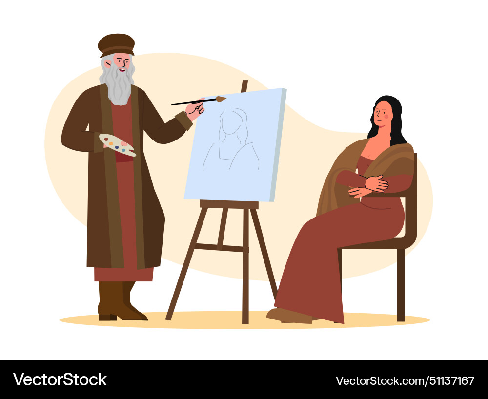 Mona lisa drawing process Royalty Free Vector Image