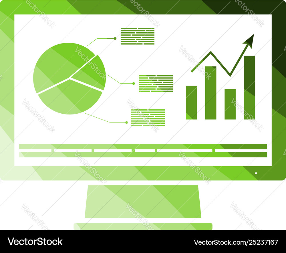 Monitor with analytics diagram icon Royalty Free Vector