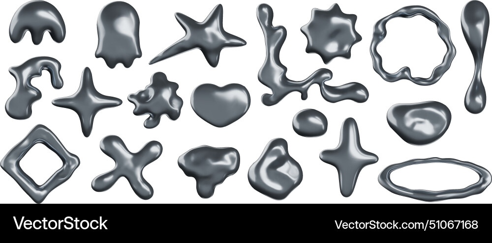 Abstract liquid metal shapes metallic Royalty Free Vector