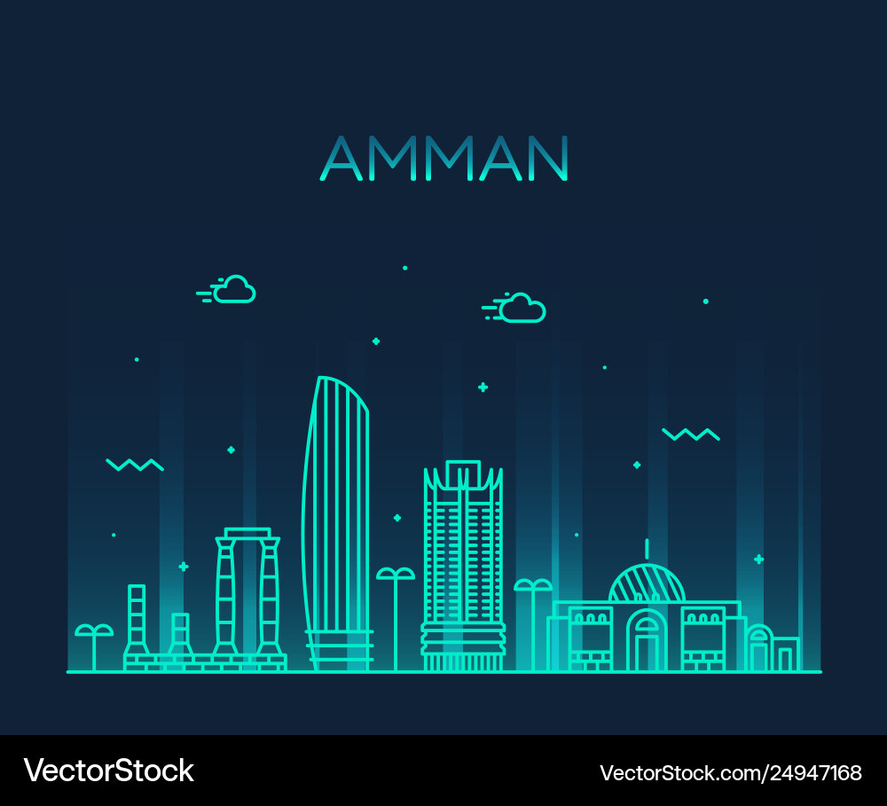 Amman skyline jordan big city linear style Vector Image