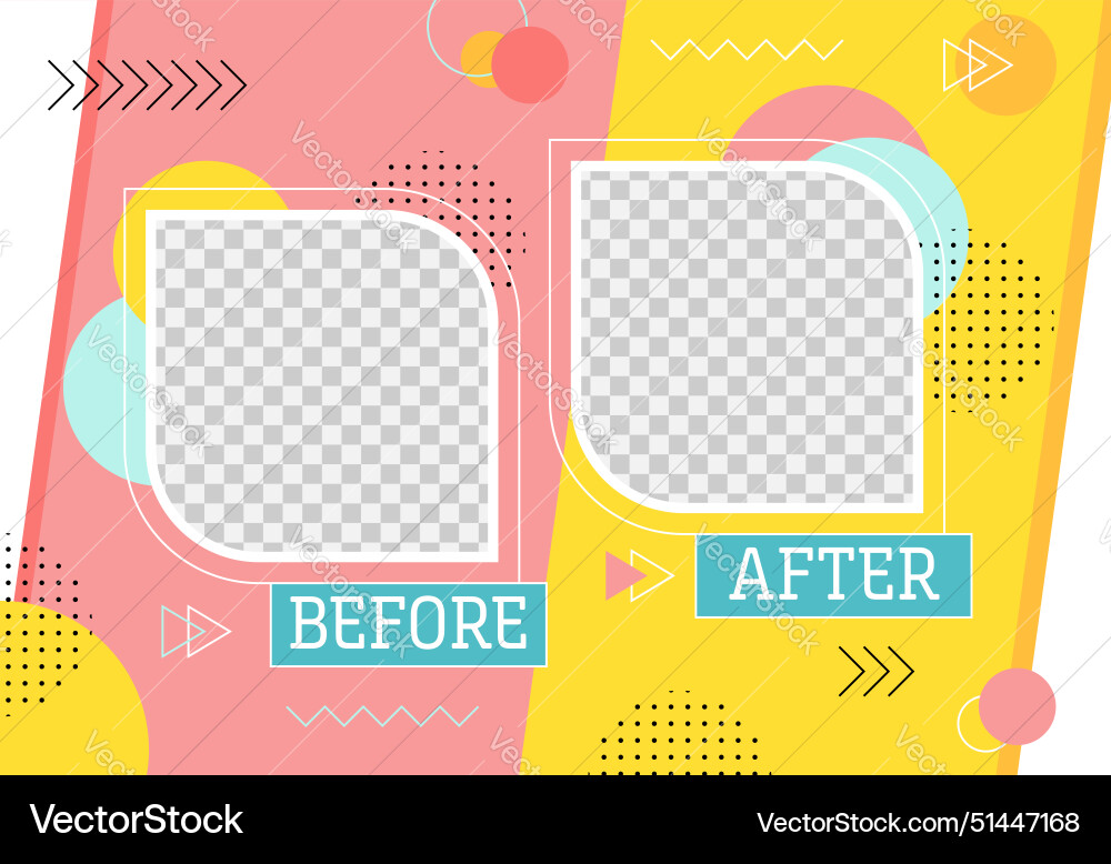Before after template border photo frames Vector Image