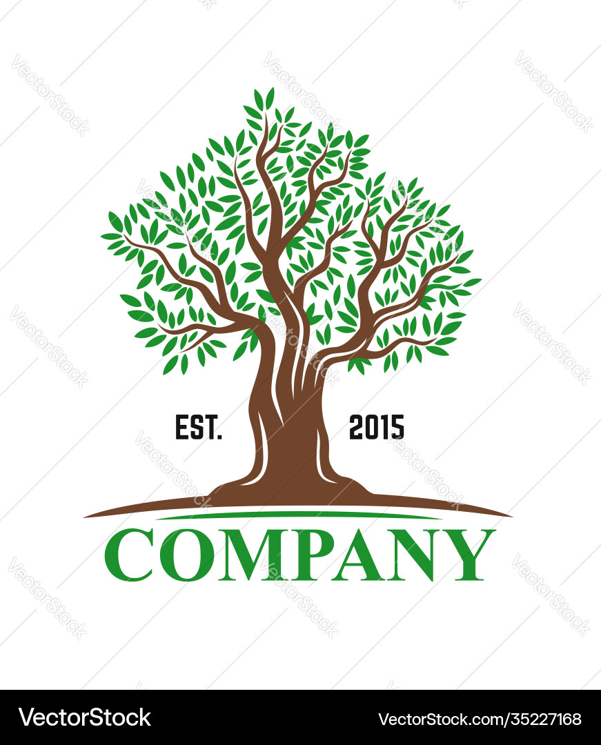 Big tree with leaves emblem for company Royalty Free Vector
