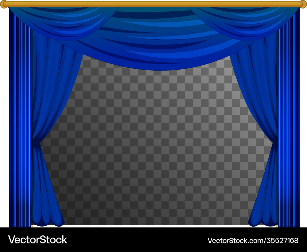 Blue curtains with transparent background Vector Image