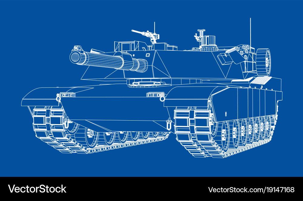 Blueprint of realistic tank Royalty Free Vector Image