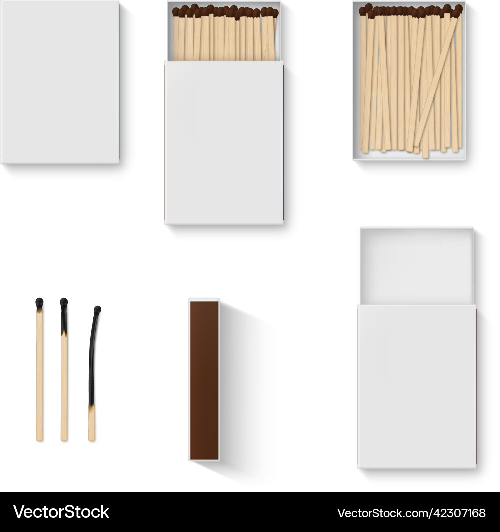 Collection realistic matchbox blank template front