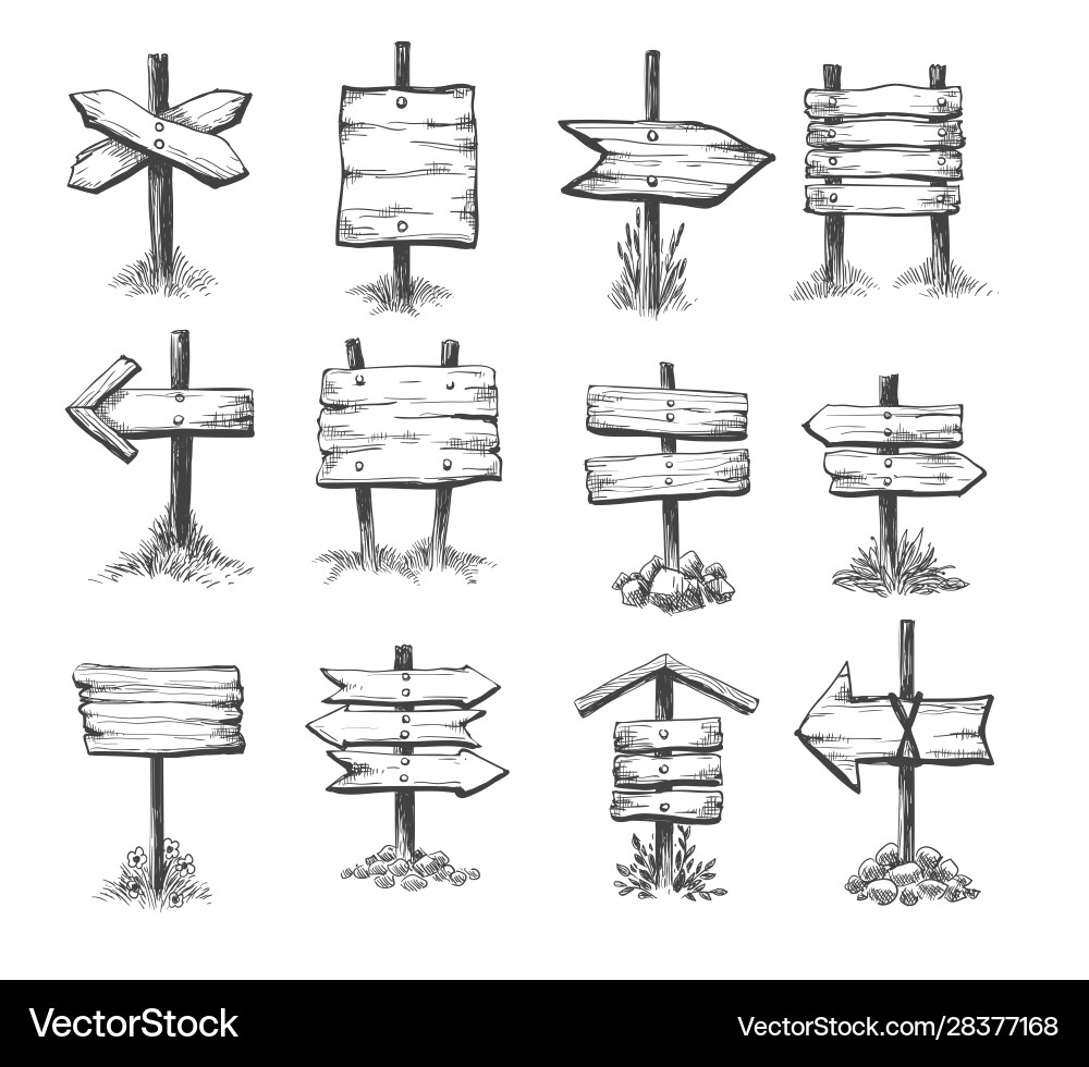 Doodle Directional Signs Royalty Free Vector Image