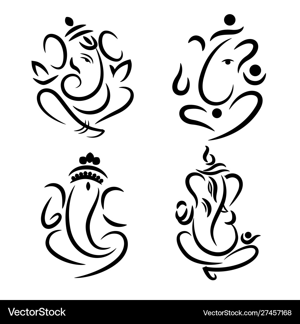 Ganesha om symbol tattoo icon Royalty Free Vector Image