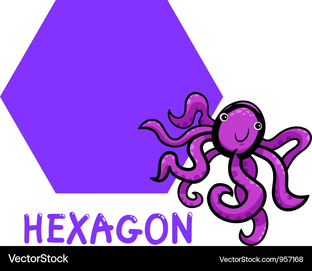 Hexagon shape with cartoon octopus Royalty Free Vector Image
