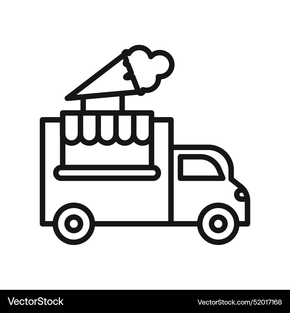 Ice cream van icon black line art Royalty Free Vector Image
