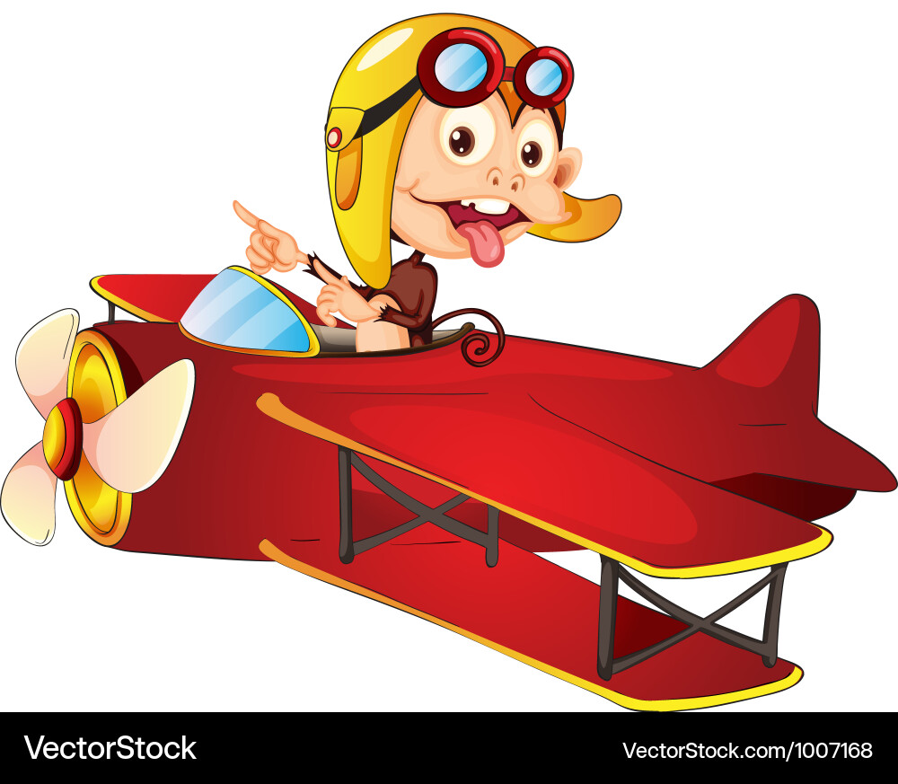 Monkey flying aircraft Royalty Free Vector Image