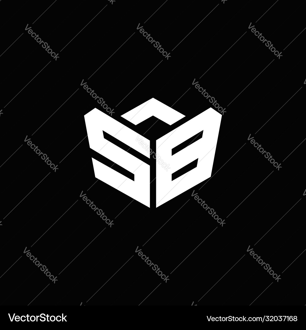 Sb logo monogram with emblem style ribbon design Vector Image