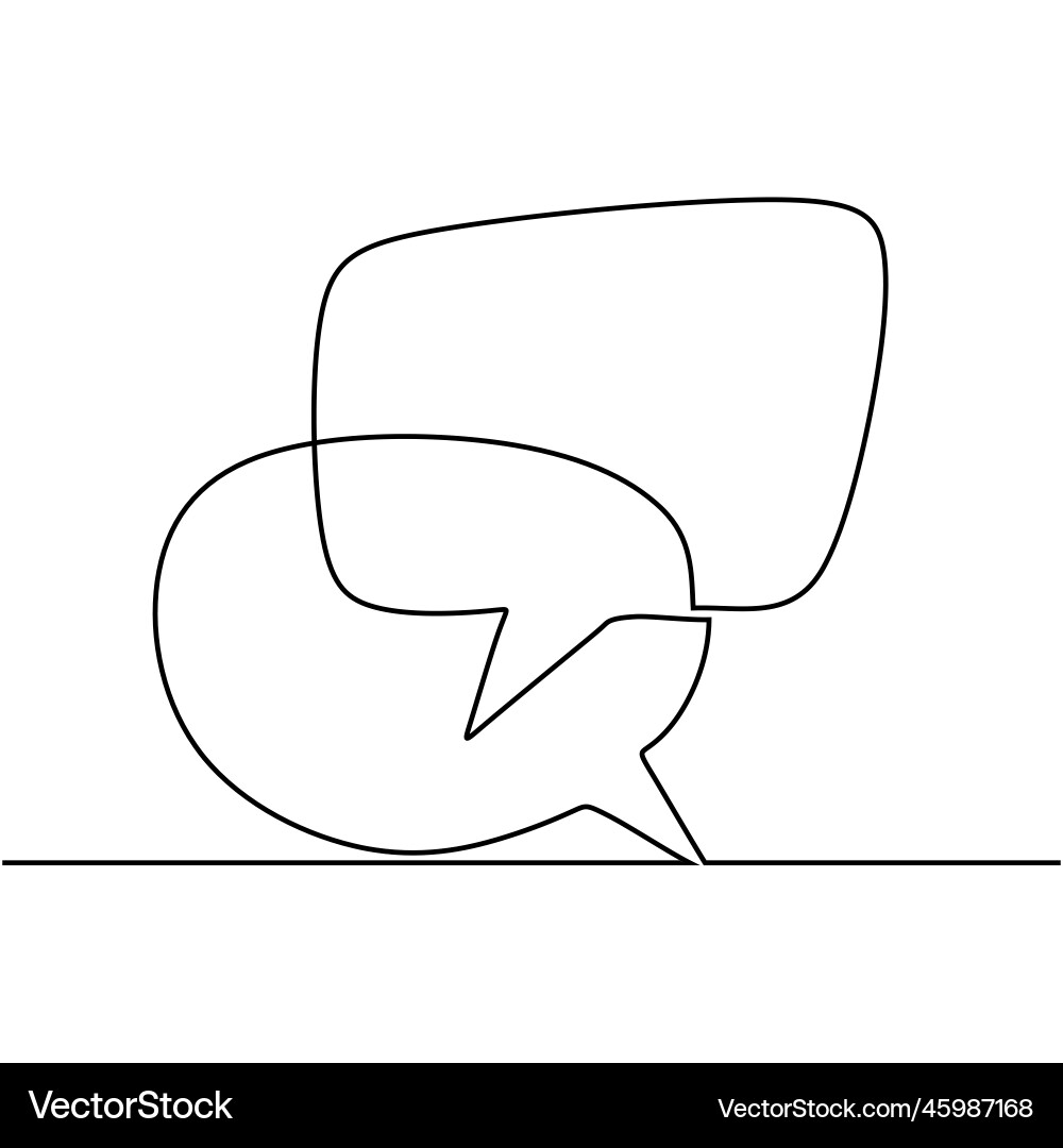 Speech Bubble Continuous Line Drawing Black Vector Image
