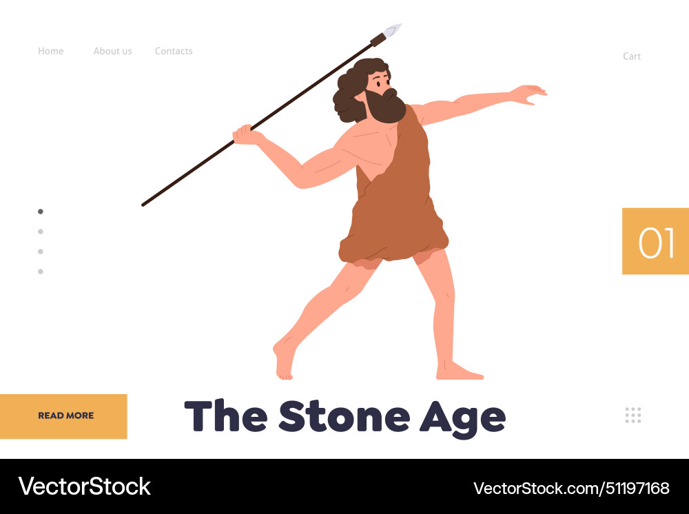 Stone age concept for landing page design Vector Image