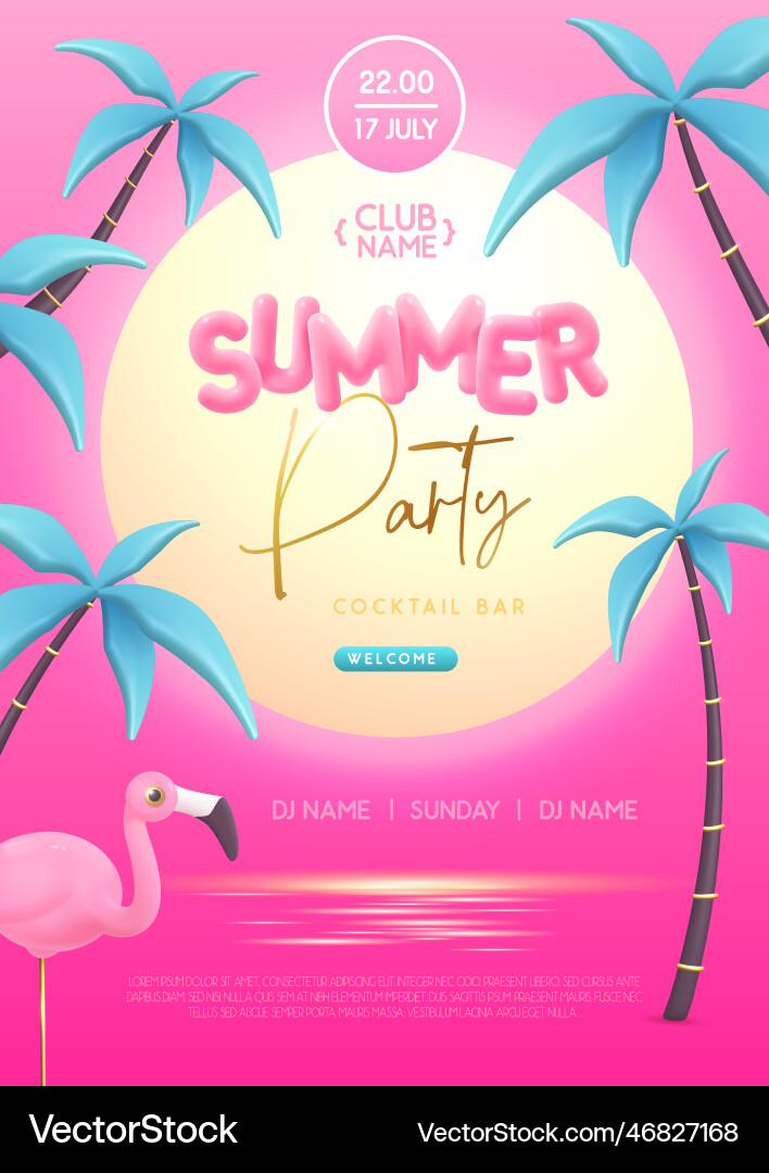 Tropical Summer Disco Party Royalty Free Vector Image