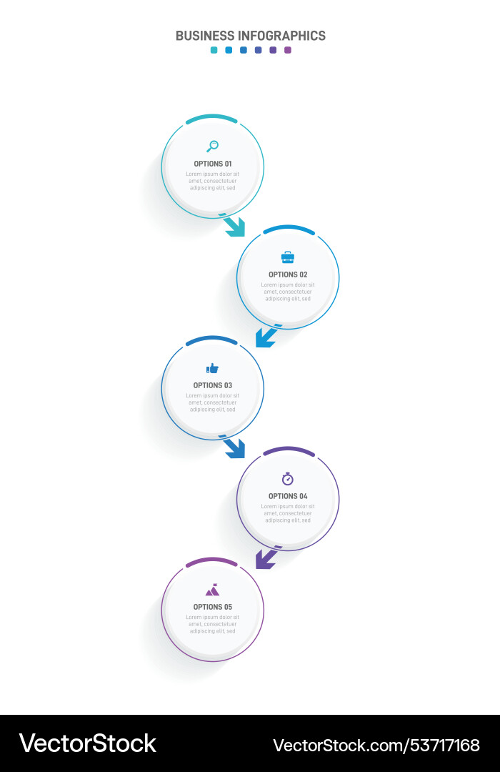 Vertical progress bar featuring 5 arrow-shaped Vector Image