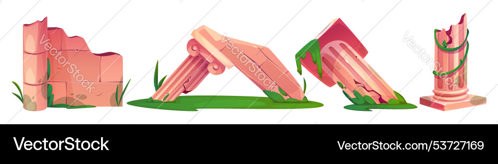 Ancient building ruins set Royalty Free Vector Image