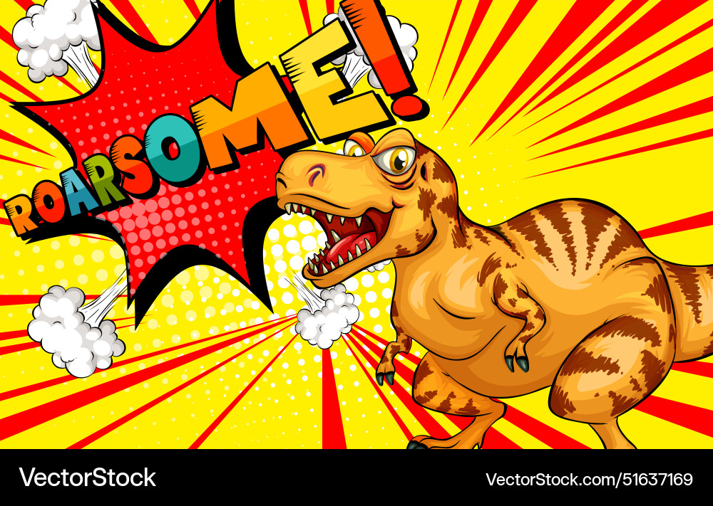 Colorful dinosaur with comic-style text Royalty Free Vector