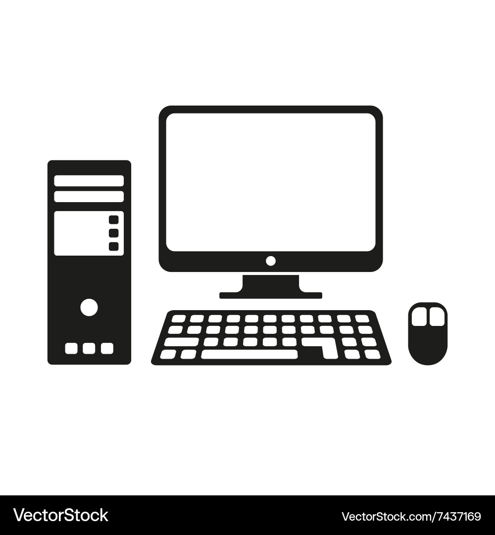 Computer Icon - Minimalist Royalty Free Vector Image