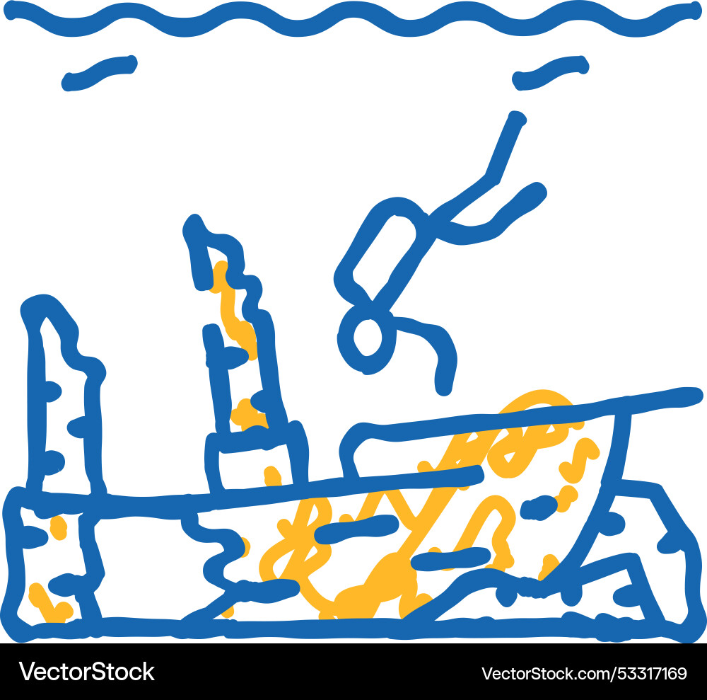 Dive course for sunken objects icon doodle Vector Image