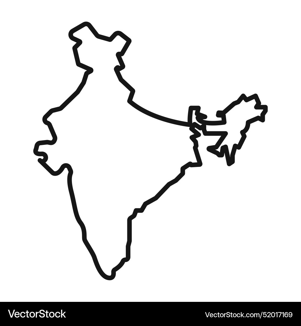 Indian map icon black line art Royalty Free Vector Image