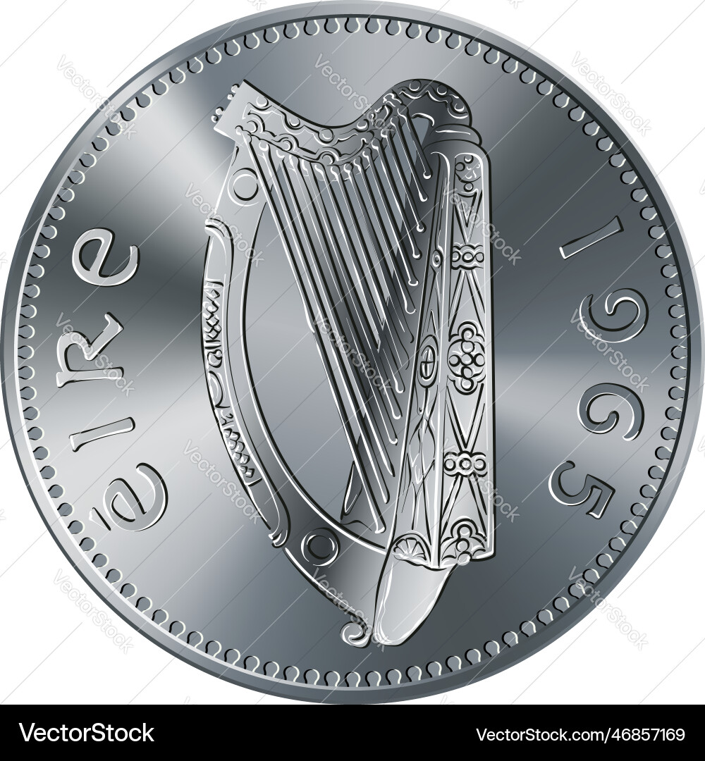 Irish money pre-decimal shilling coin Royalty Free Vector