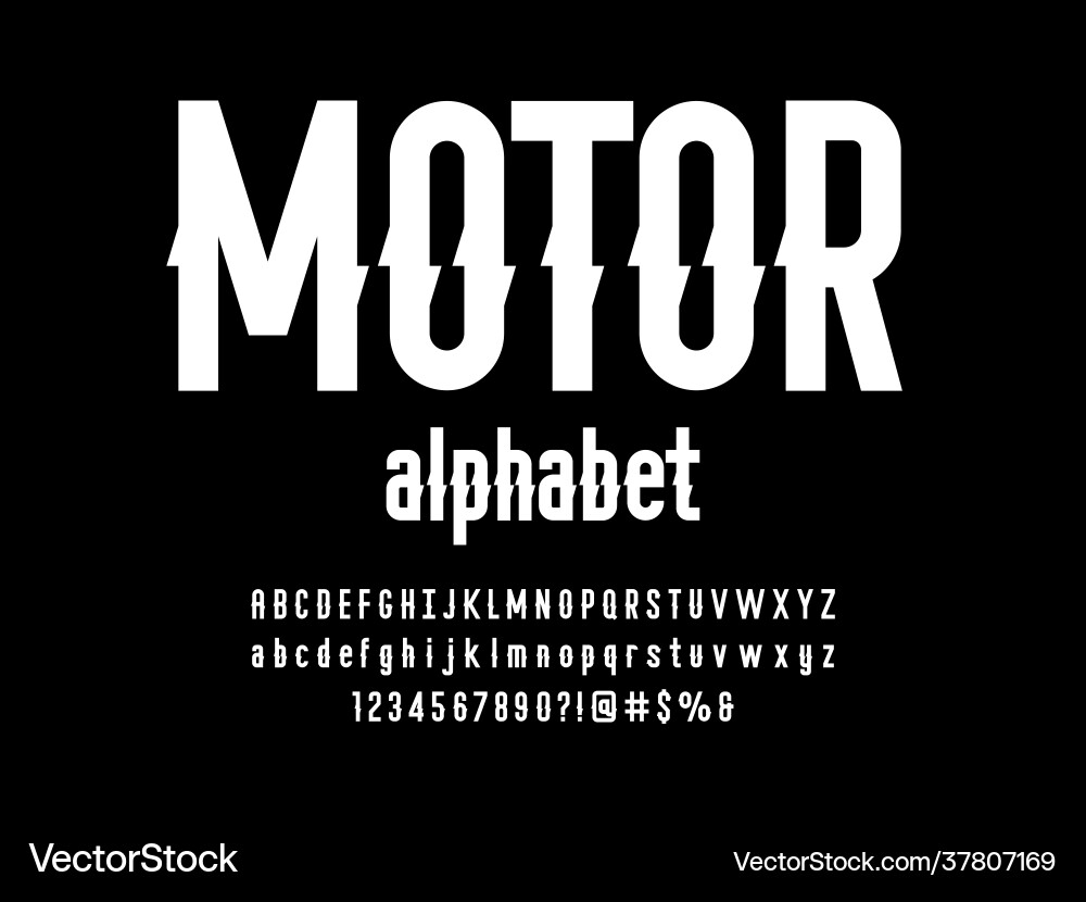 Motorsport font Royalty Free Vector Image - VectorStock