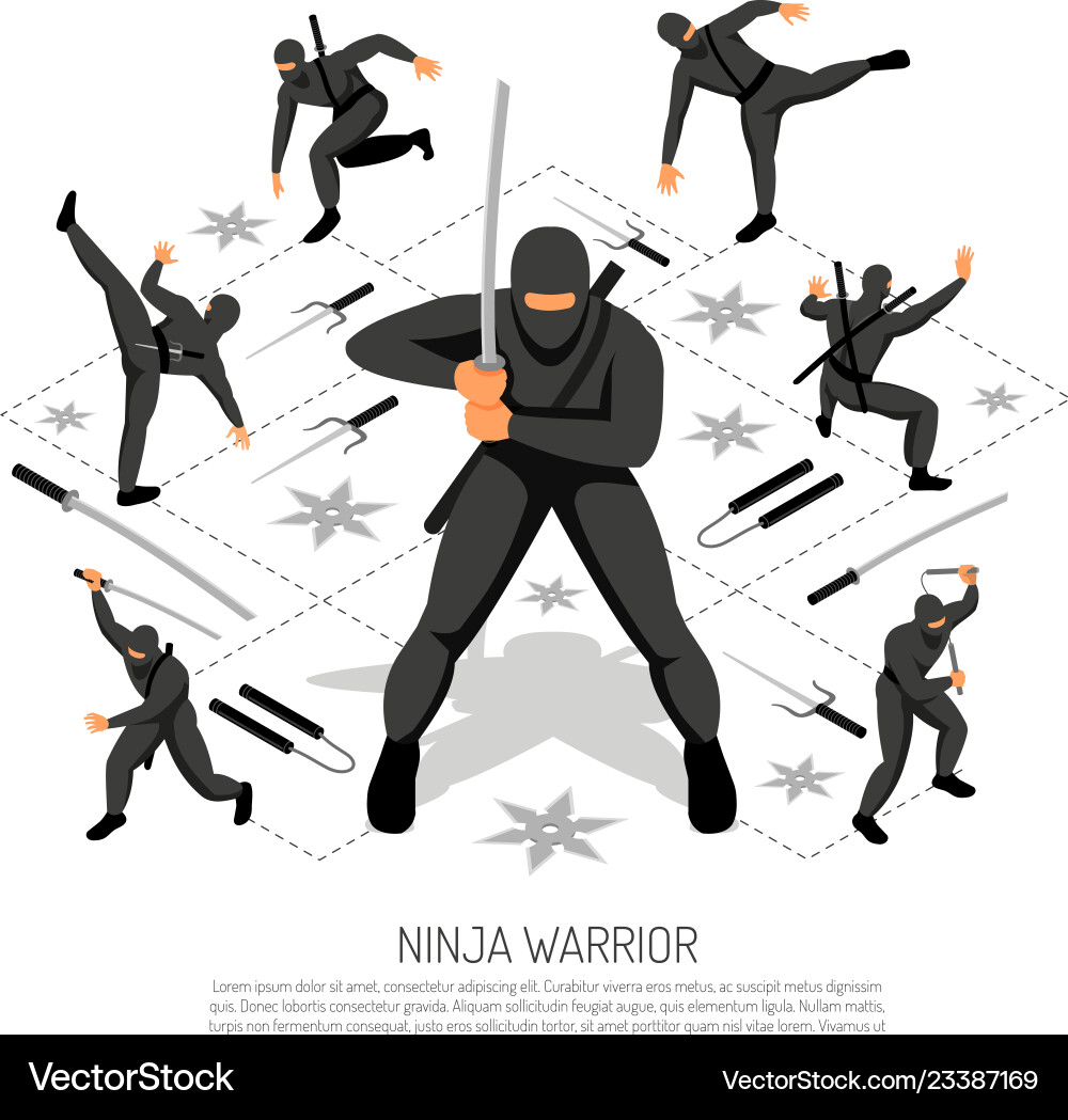 Ninja warrior poster Royalty Free Vector Image