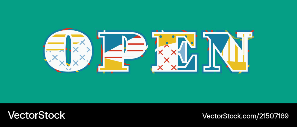 Open concept word art Royalty Free Vector Image