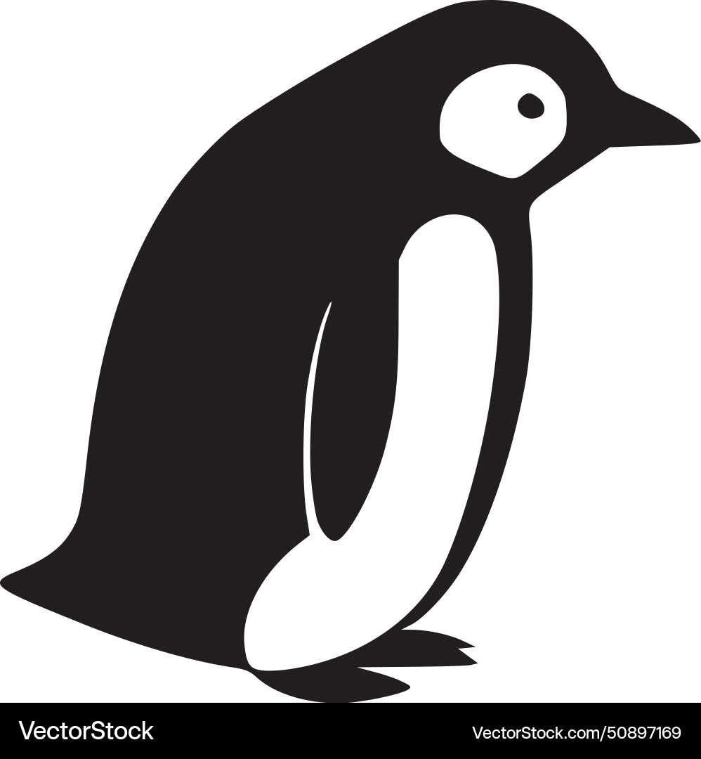 Penguin - black and white Royalty Free Vector Image