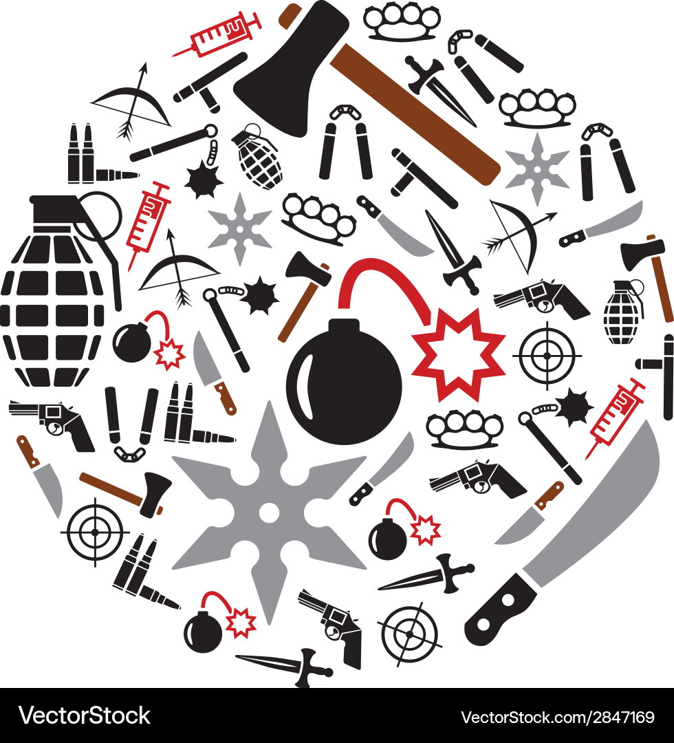 Weapon Icon Collection Royalty Free Vector Image
