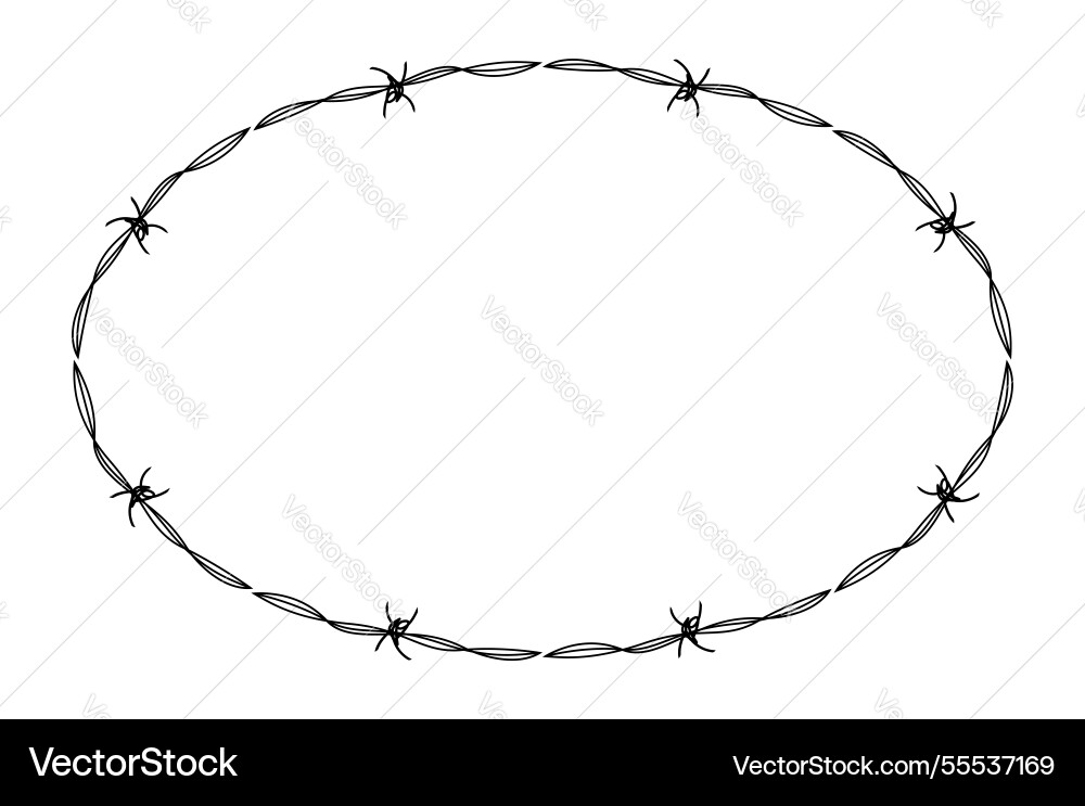 Wire barb silhouette frame oval shape Royalty Free Vector