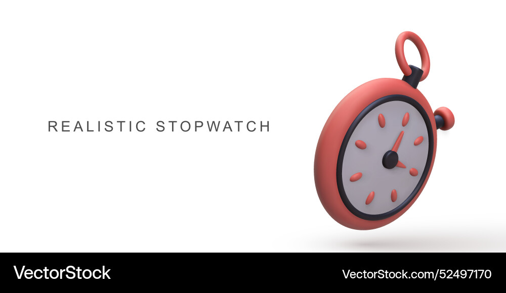 3d realistic red stopwatch on white background Vector Image