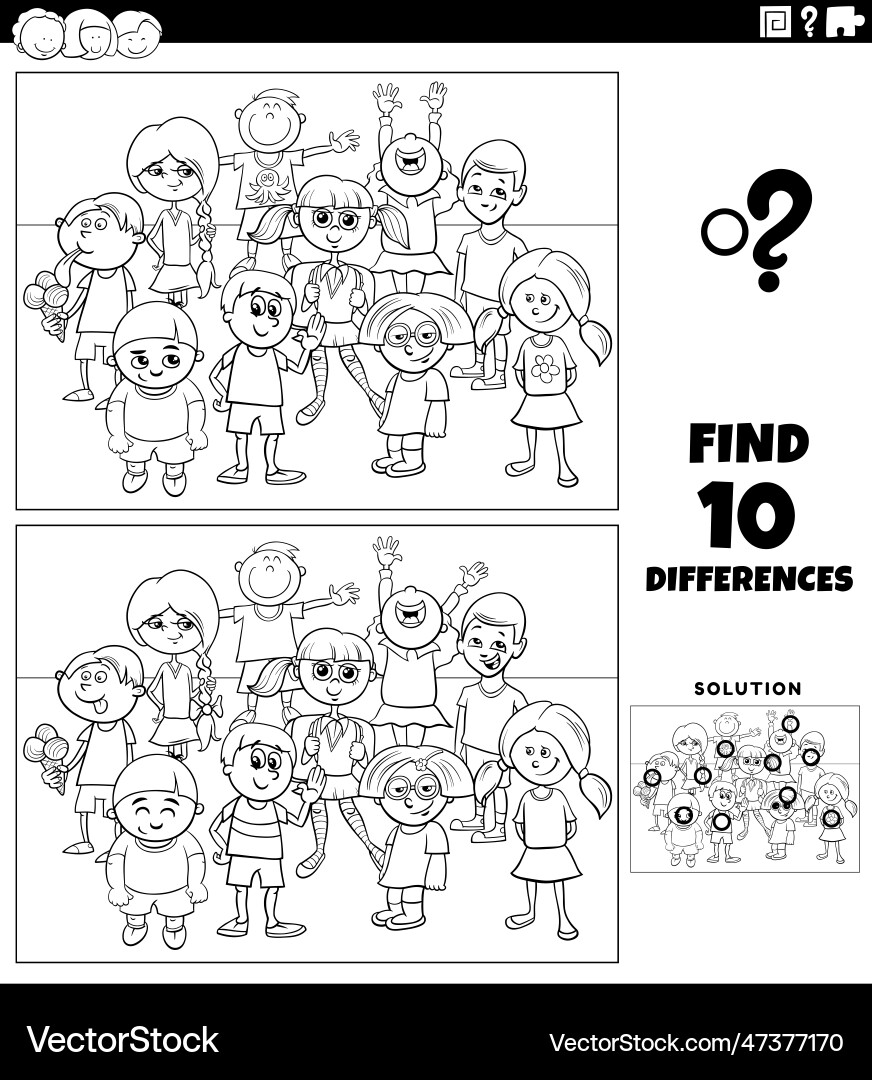 Differences activity with cartoon children Vector Image