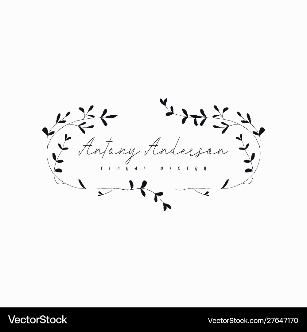 Hand drawn rustic floral logo template Royalty Free Vector