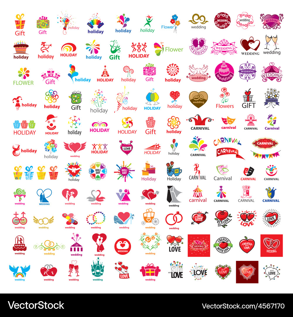 Holiday Celebration Logos Set Royalty Free Vector Image