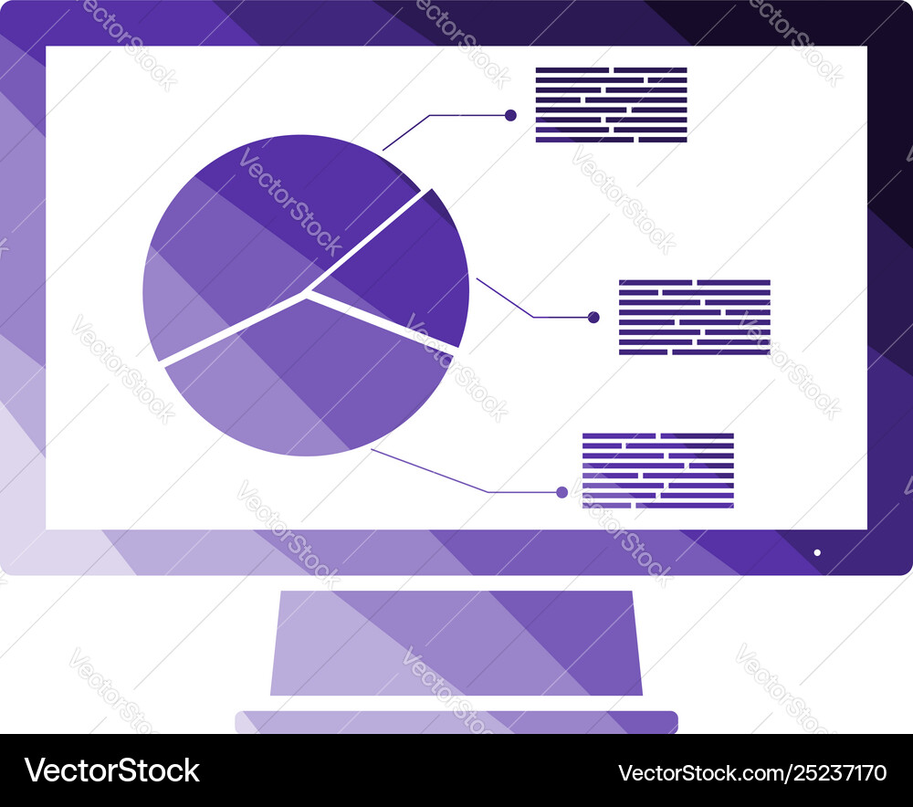 Monitor with analytics diagram icon Royalty Free Vector