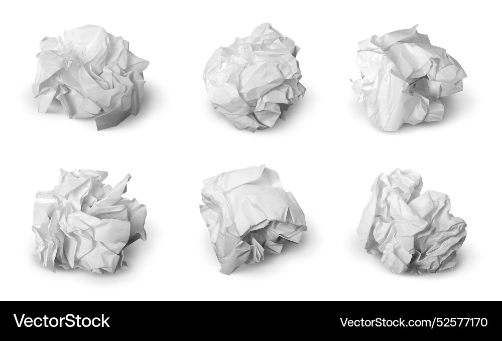 Realistic crumpled paper balls wrinkled papers Vector Image