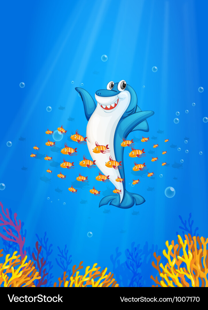 Shark and fish Royalty Free Vector Image - VectorStock