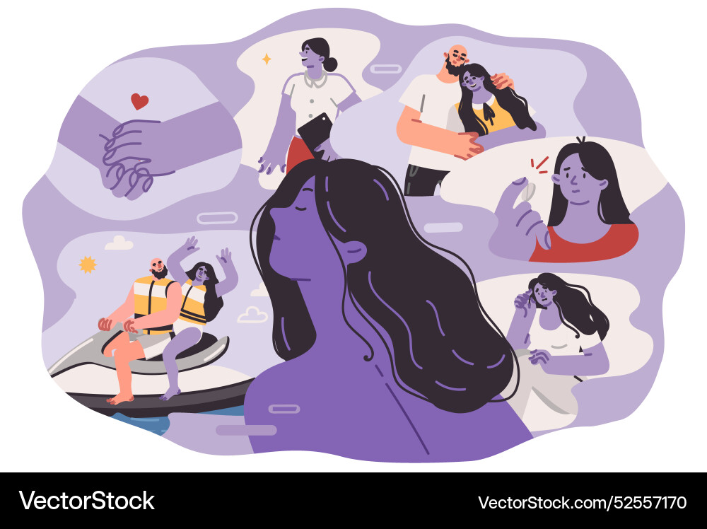 Woman with negative experience in romantic Vector Image