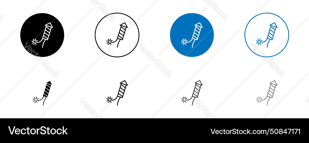 Fireworks rocket sign icon set safety Royalty Free Vector