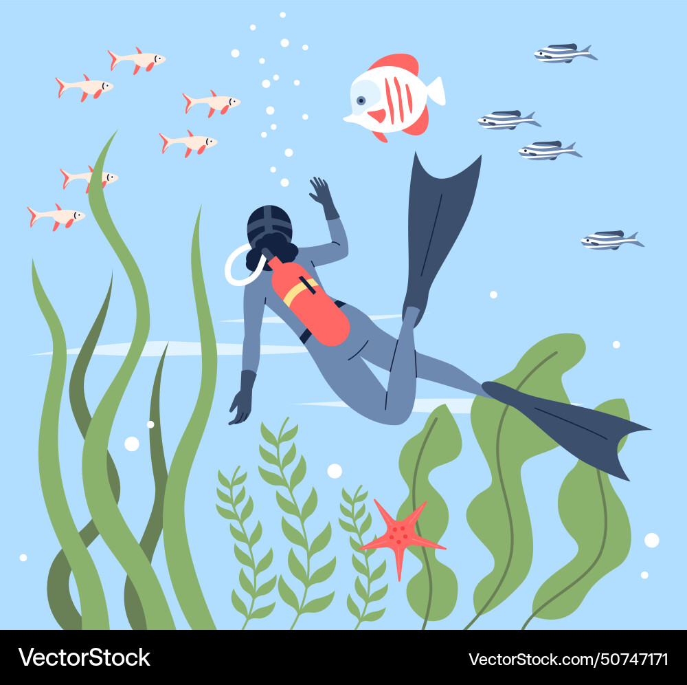 Scuba diving professional diver exploration Vector Image