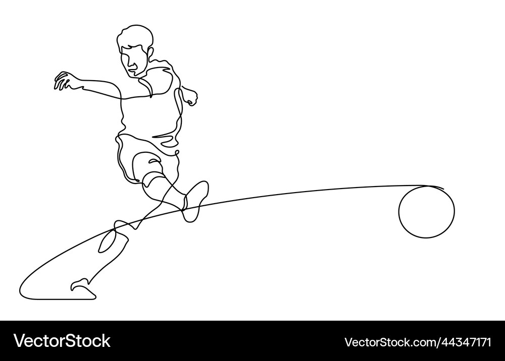 Soccer player kicking a ball line art Royalty Free Vector